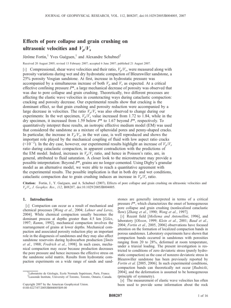 Journal of Geophysical Research Solid Earth - 2007 - Fortin - Effects ...