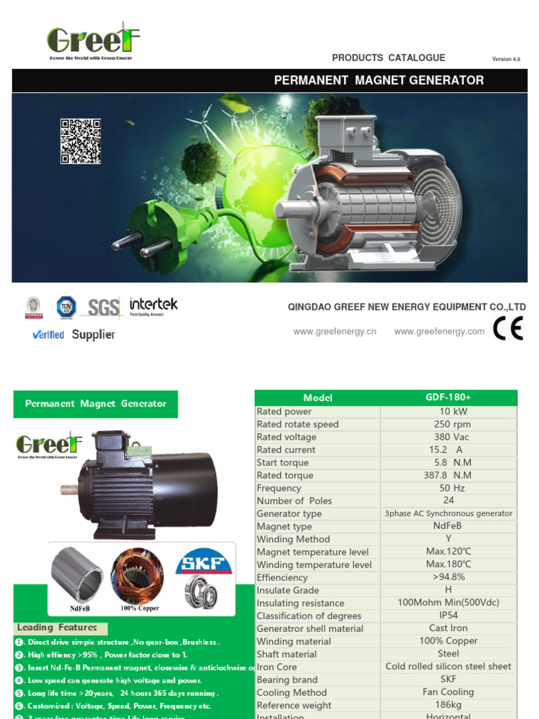 GDF-180 10kW 250RPM 3 Phase PMG - GREEF NEW ENERGY JOHN | PDF ...