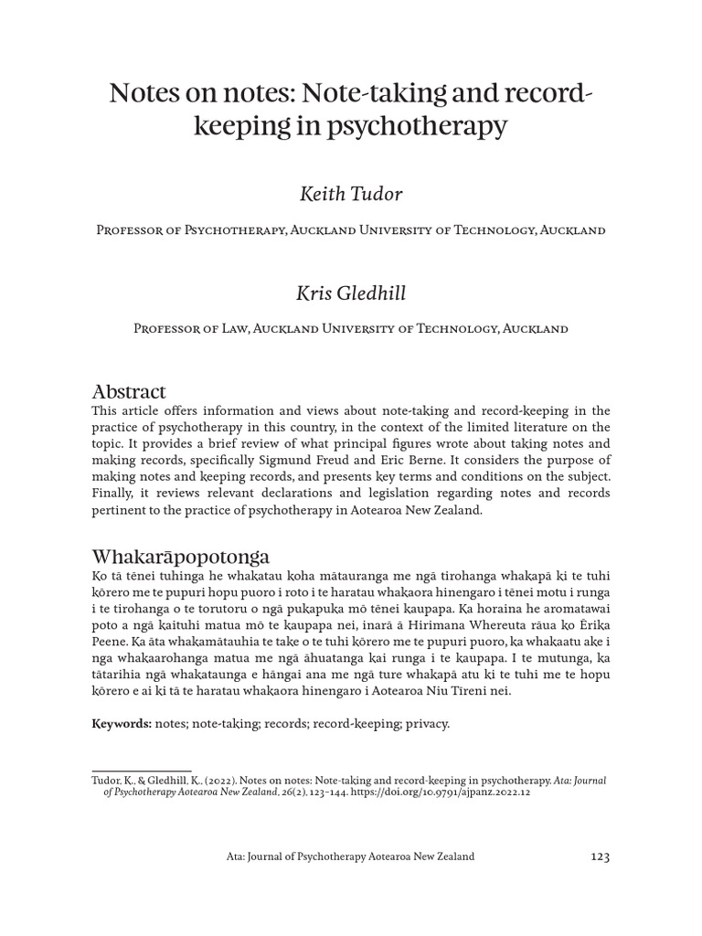 Psychotherapy Note-Taking Practices | PDF | Psychotherapy | Privacy