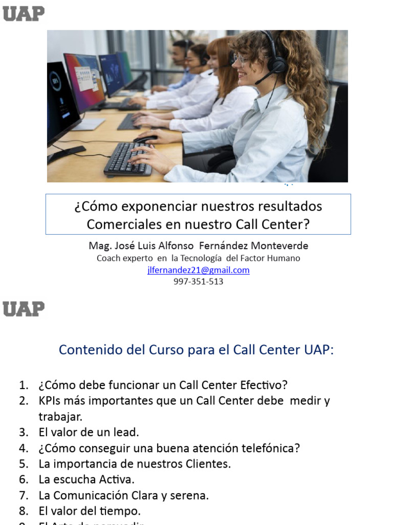 Curso para El Call Center Uap - Junio 2024 | Descargar gratis PDF ...