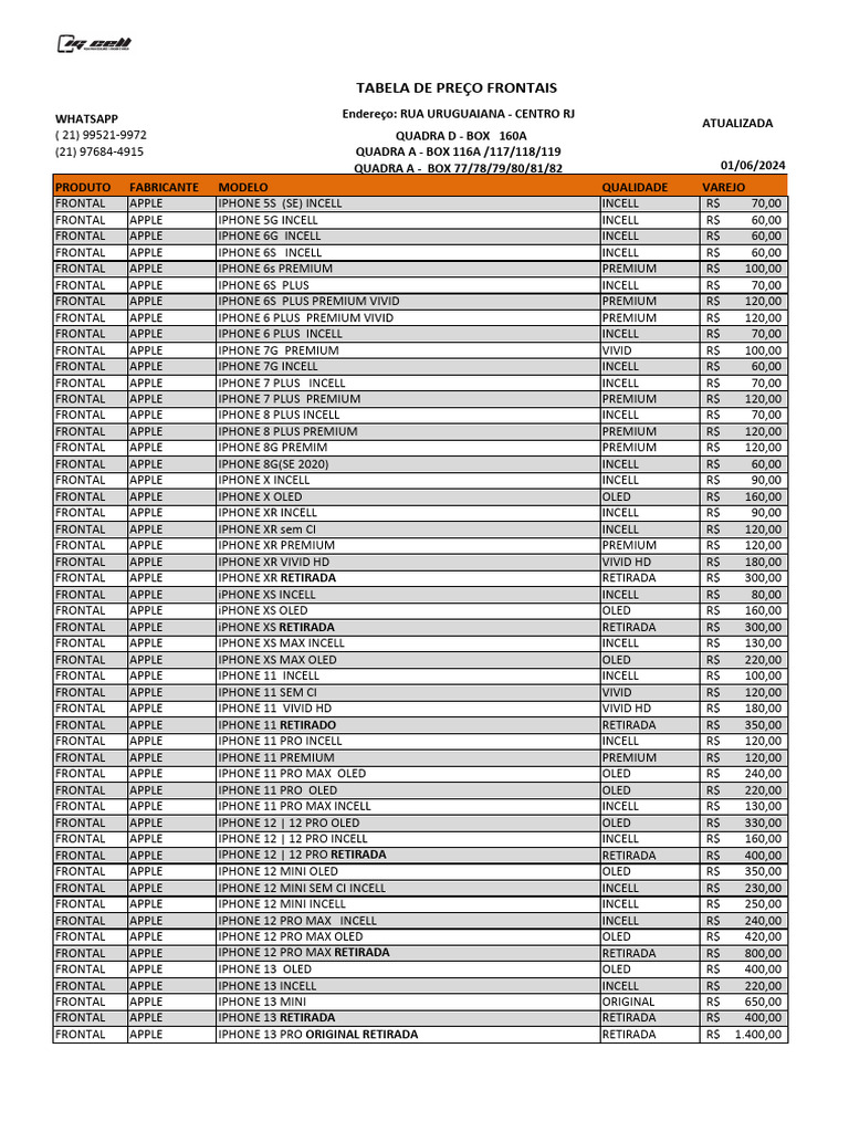 Tabela de Preços - Clientes -01062024 v1 | PDF | I Phone | Consumer ...