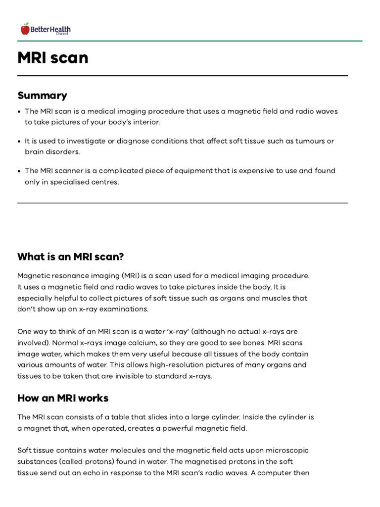 MRI Scan | PDF | Magnetic Resonance Imaging | Medical Imaging
