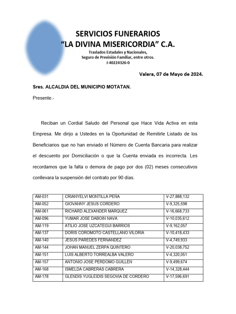 carta a la Alcaldia Motatan | PDF