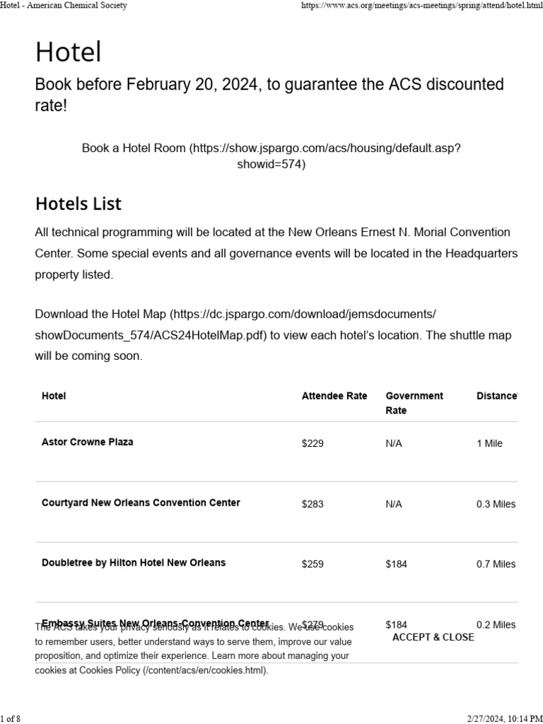 Hotel - American Chemical Society | PDF | Http Cookie | Hotel