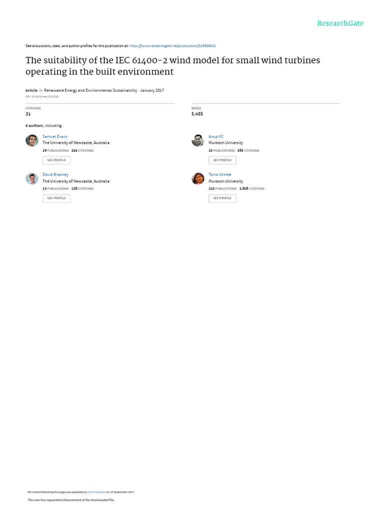 The Suitability of the IEC 61400-2 Wind Model for | PDF | Wind Turbine ...