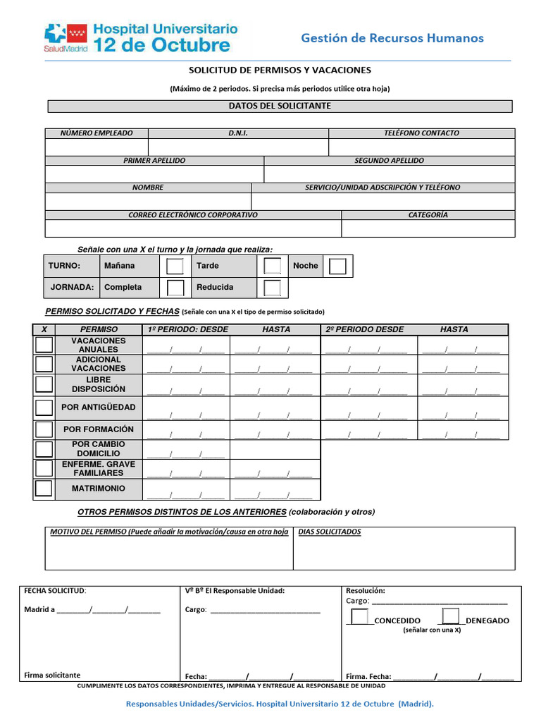 Formulario Peticion de Permisos y Licencias Individual | PDF
