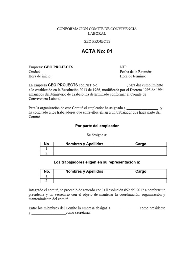 Conformacion Comite de Convivencia Laboral | PDF | Negocios