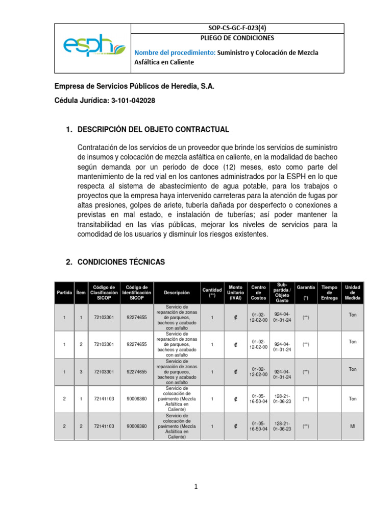 02 SOP-CS-GC-F-023(4) Pliego de Condiciones VF | PDF