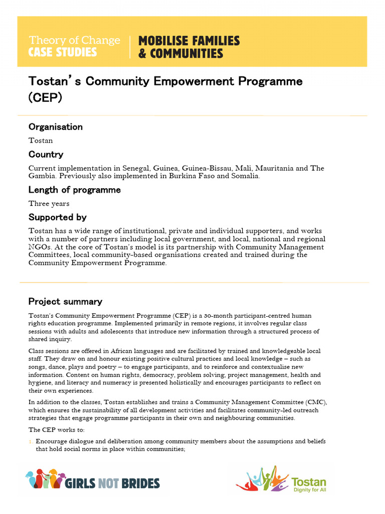 Case Study Mobilise Families Tostan | PDF | Social Psychology