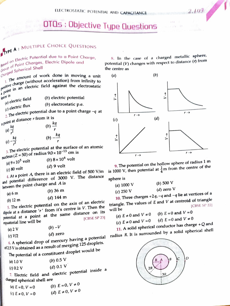 MCQ Assignment of ch-1&2 | PDF | Capacitance | Capacitor