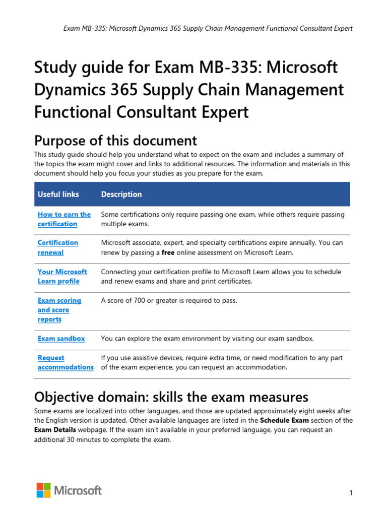 MB-335 Study Guide for Dynamics 365 Exam | PDF | Supply Chain ...