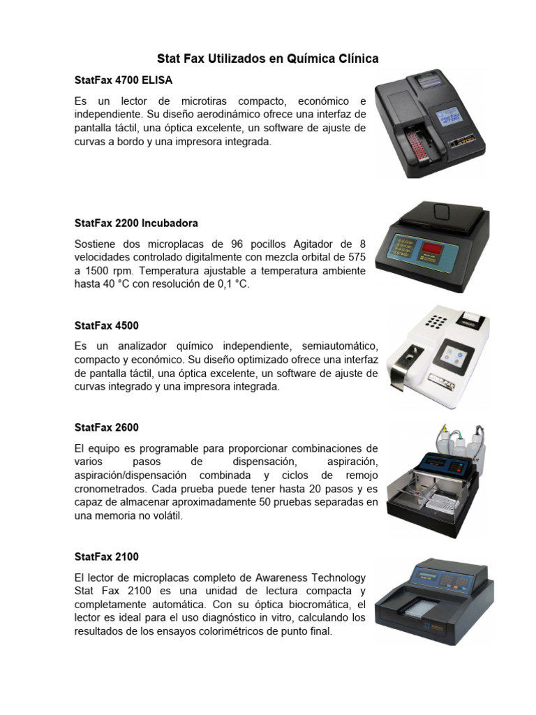 Stat Fax Utilizados en Química Clínica | PDF | Interfaces gráficas de ...