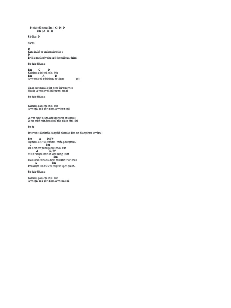 Kalniem Pāri - Akordi | PDF