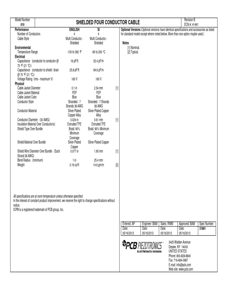 Shielded Four Conductor Cable | PDF | Electrical Conductor | Materials ...