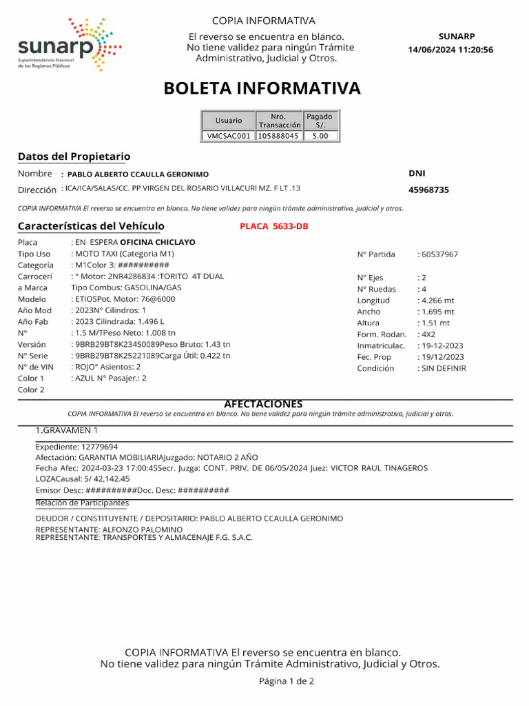 Ficha Sunarp 27355 1 PDF | PDF