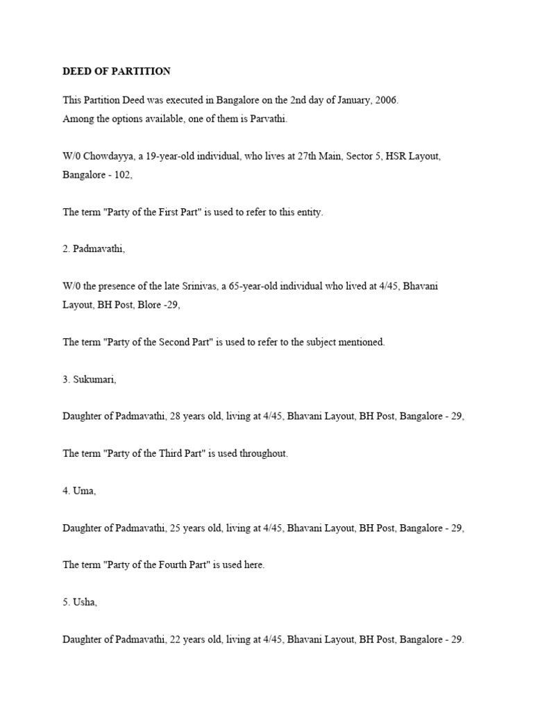 Deed of Partition | PDF | Property | Taxes