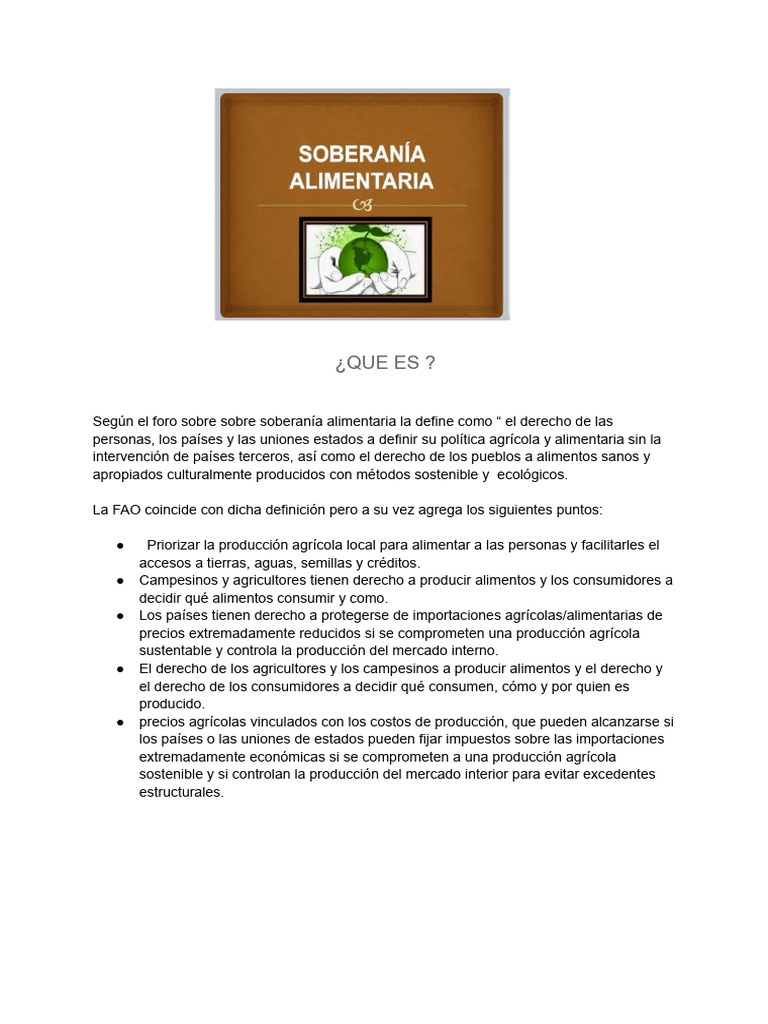 Soberania Alimentaria | PDF | Desnutrición | Alimentos