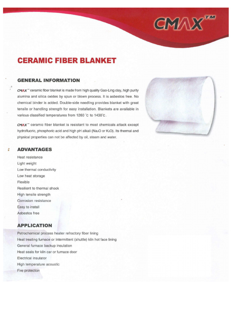Ceramic Fiber Blanket - CMAX | PDF