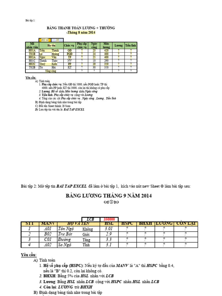 Bai Thuc Hanh MS Excel | PDF