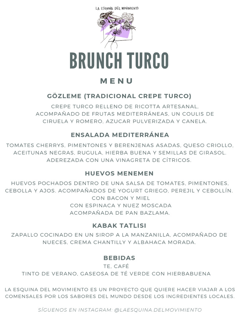 Delicias del Brunch Turco: Menú Gourmet | PDF