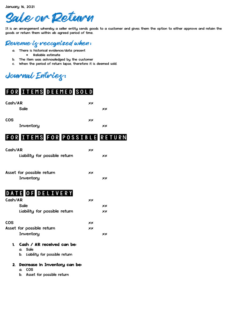 Sale or Return | PDF | Inventory | Liability (Financial Accounting)
