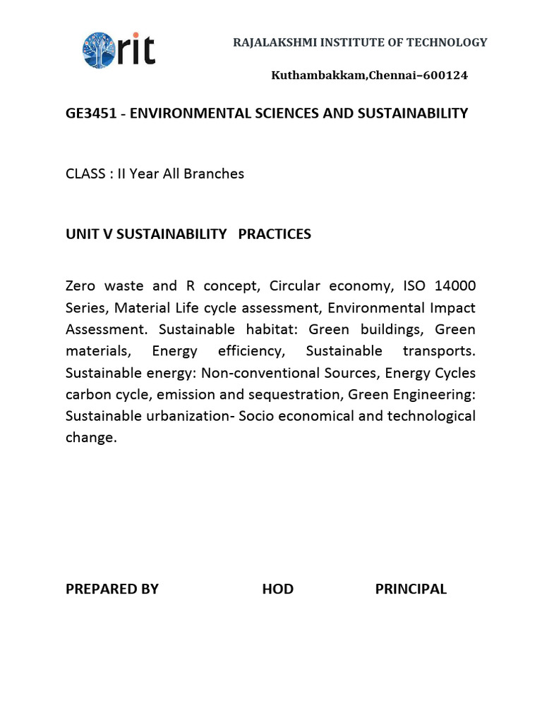 ENVIRONMENT SCIENCE AND SUSTAINABILITY UNIT 5 | PDF | Green Building ...