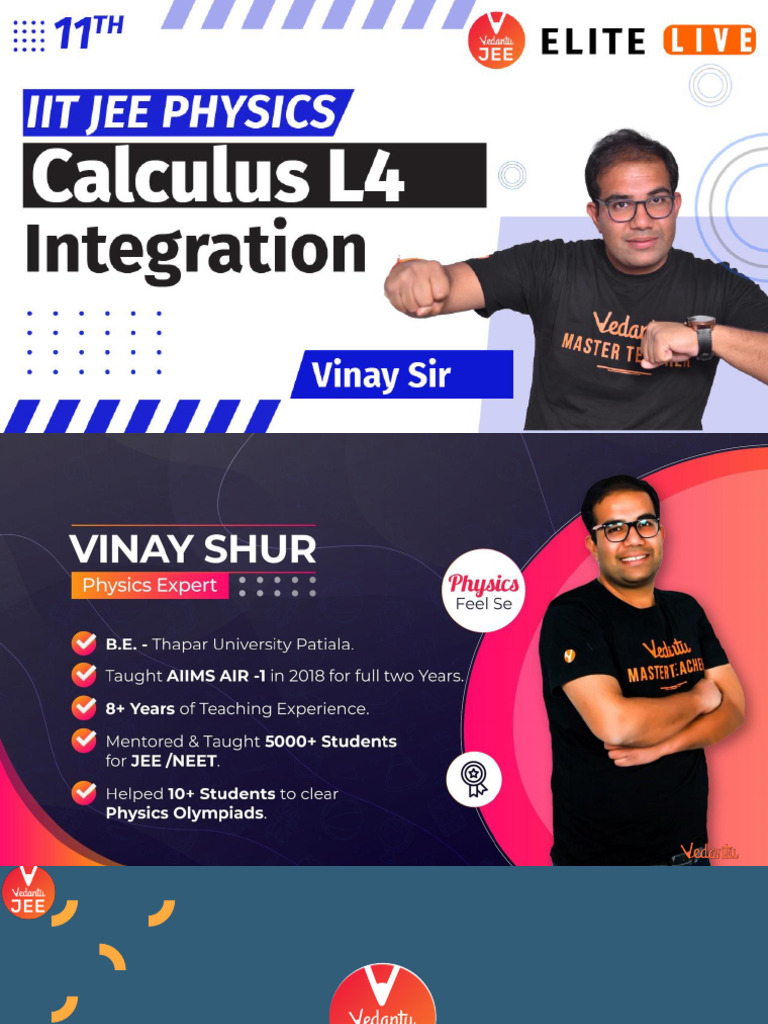 13 05 2021+Calculus+L4+Integration+Vinay+Sir+Physics+11th+Elite+Live+VJEE | PDF | Integral ...