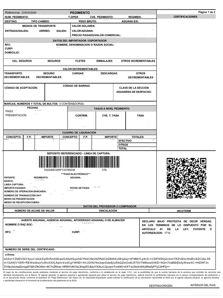 Guía para Pedimento de Exportación | PDF