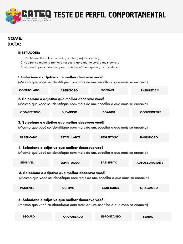 Teste de Perfil Comportamental | PDF