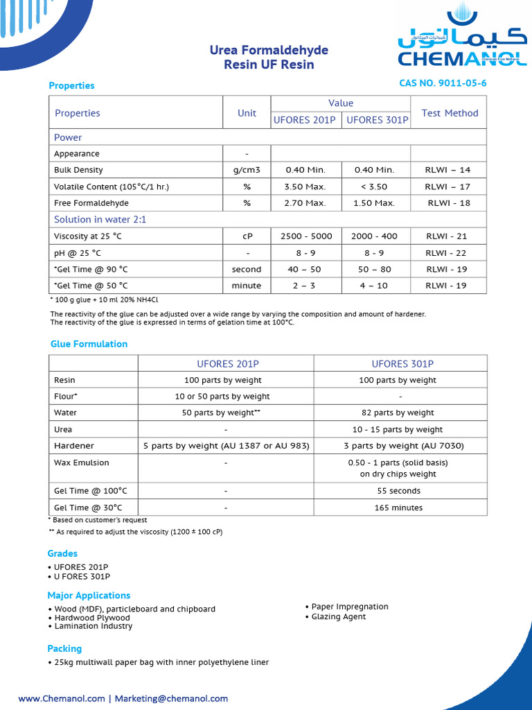 Urea Formaldehyde Resin Properties Guide | PDF | Materials | Building ...