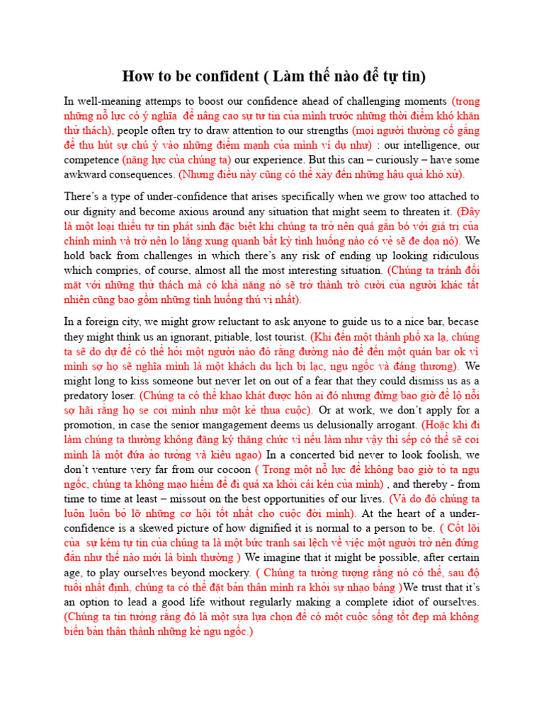 How To Be Confident | PDF