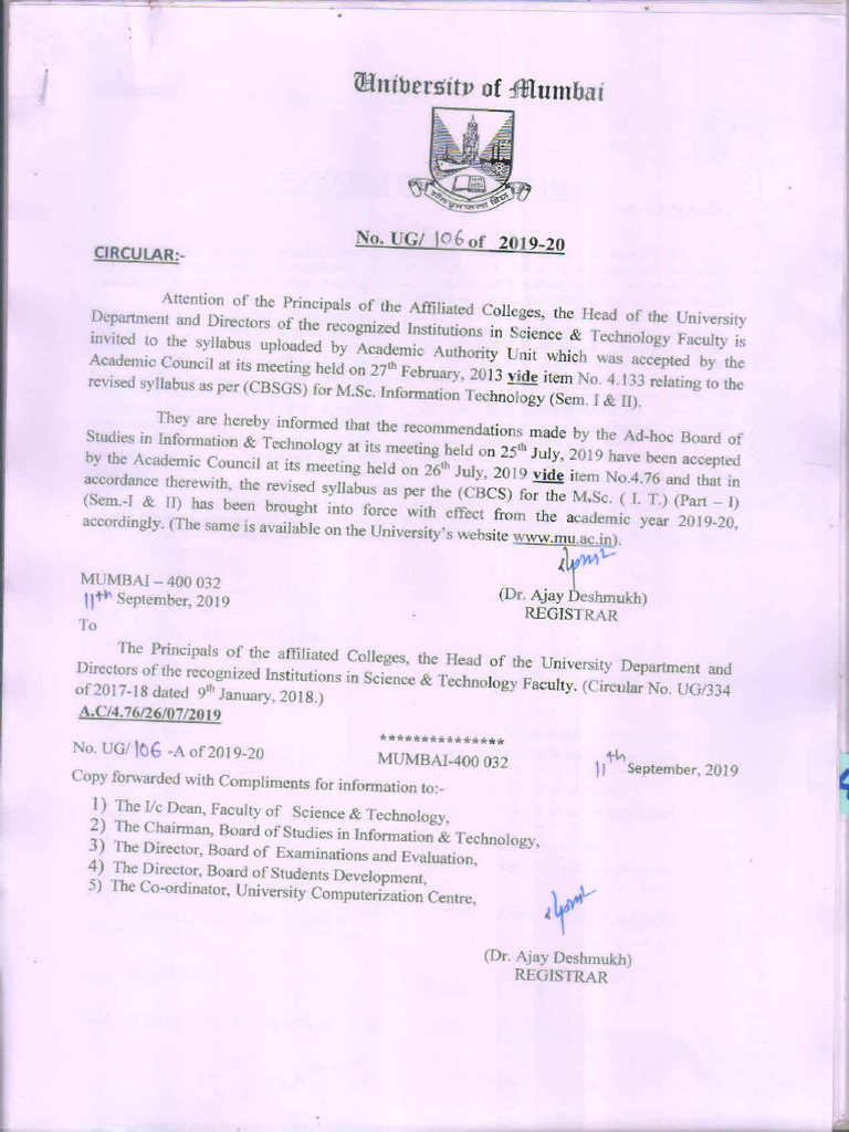 M.SC - IT Sem 1234 Syllabus | PDF | Computer Network | Cloud Computing
