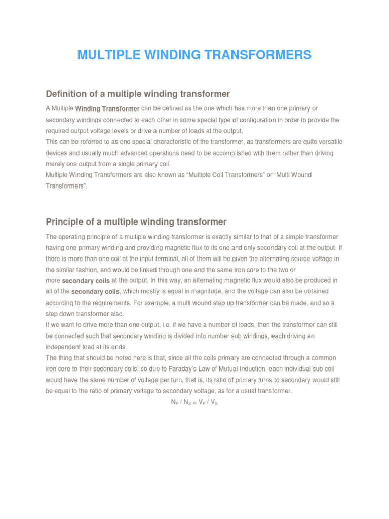 Multiple_Winding_Transformers | Download Free PDF | Transformer | Inductor