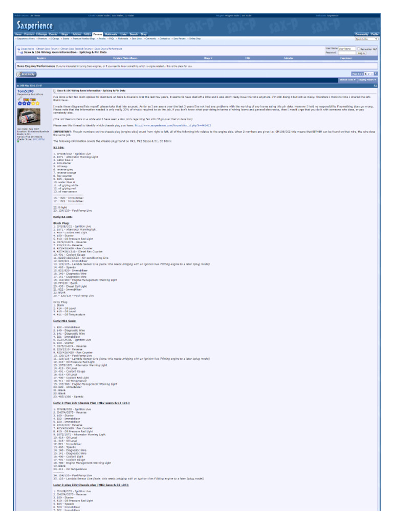 Pinout Prise Habitacle Saxo | PDF