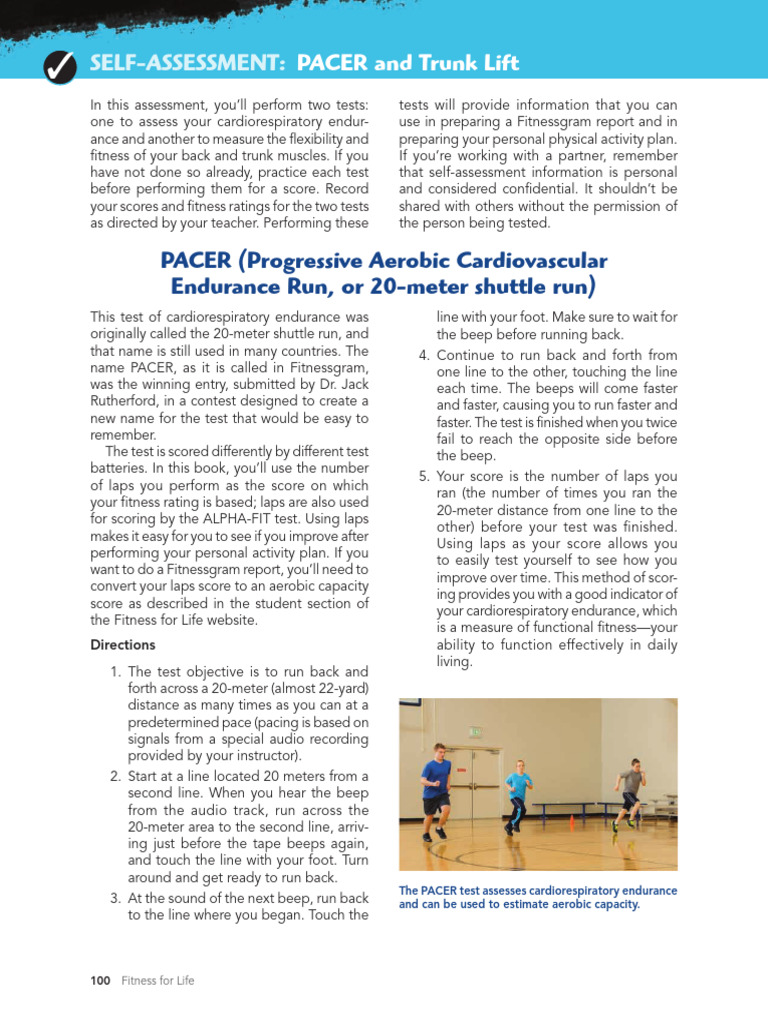 Fitness Self-Assessment: PACER & Trunk Lift | PDF | Physical Fitness ...