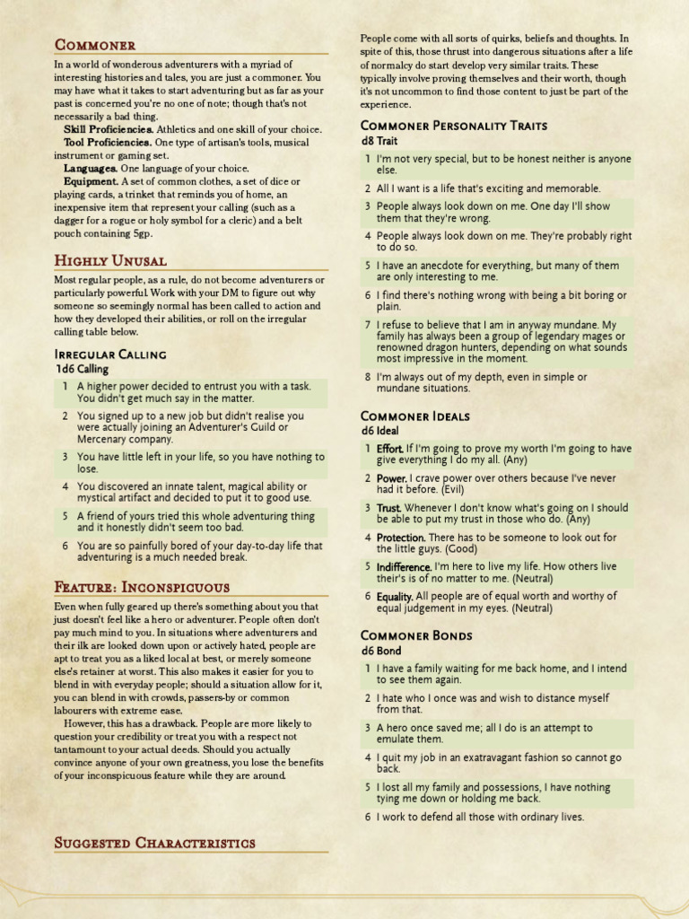 Commoner (Background) | PDF | Self-Improvement | Wellness