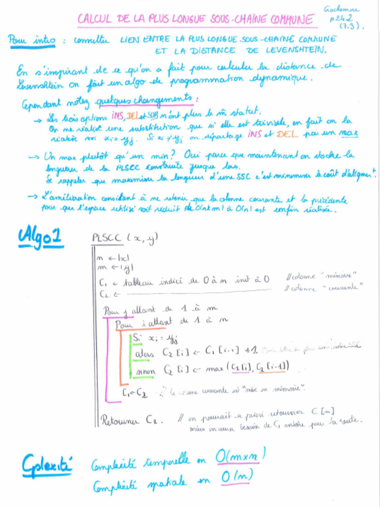 Calcul de La Plus Longue Sous-Chaine Commune | PDF