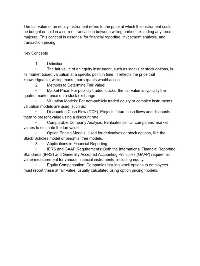 Fair Value of The Equity Instrument | PDF