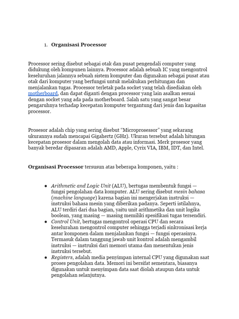 Siskom - Organisasi Processor | PDF