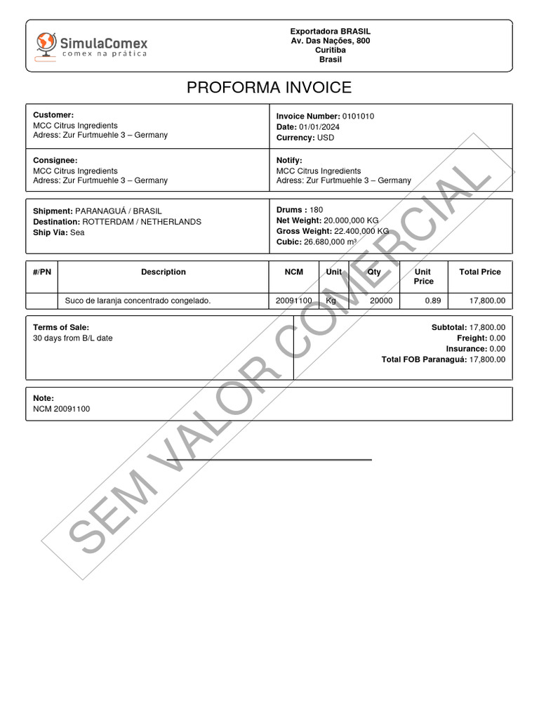 Proforma | Download Free PDF | Supply Chain Management | Freight Transport