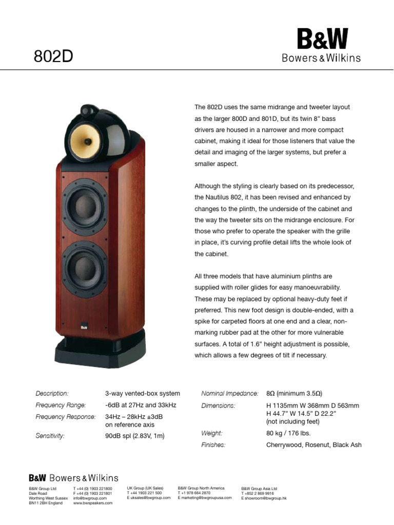 802D InfoSheet | PDF | Loudspeaker | Automotive Industry