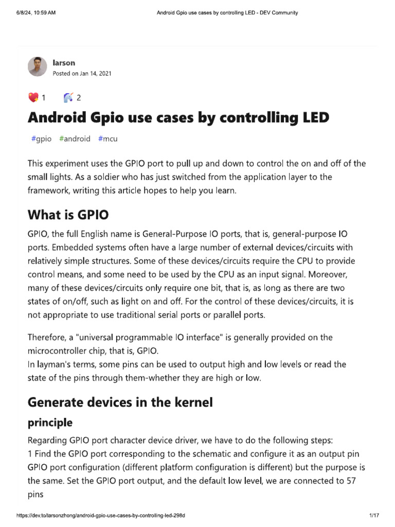 Android Gpio Use Cases Controlling Led | PDF