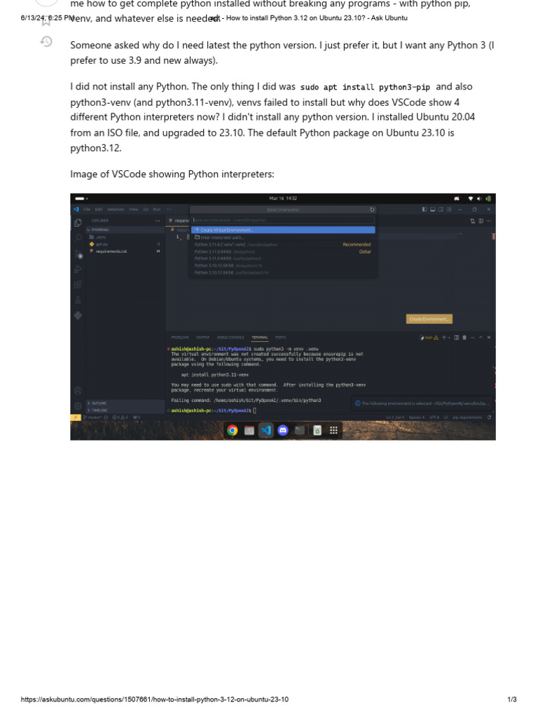 Apt - How To Install Python 3.12 On Ubuntu 23.10 - Ask Ubuntu | PDF | Python (Programming ...