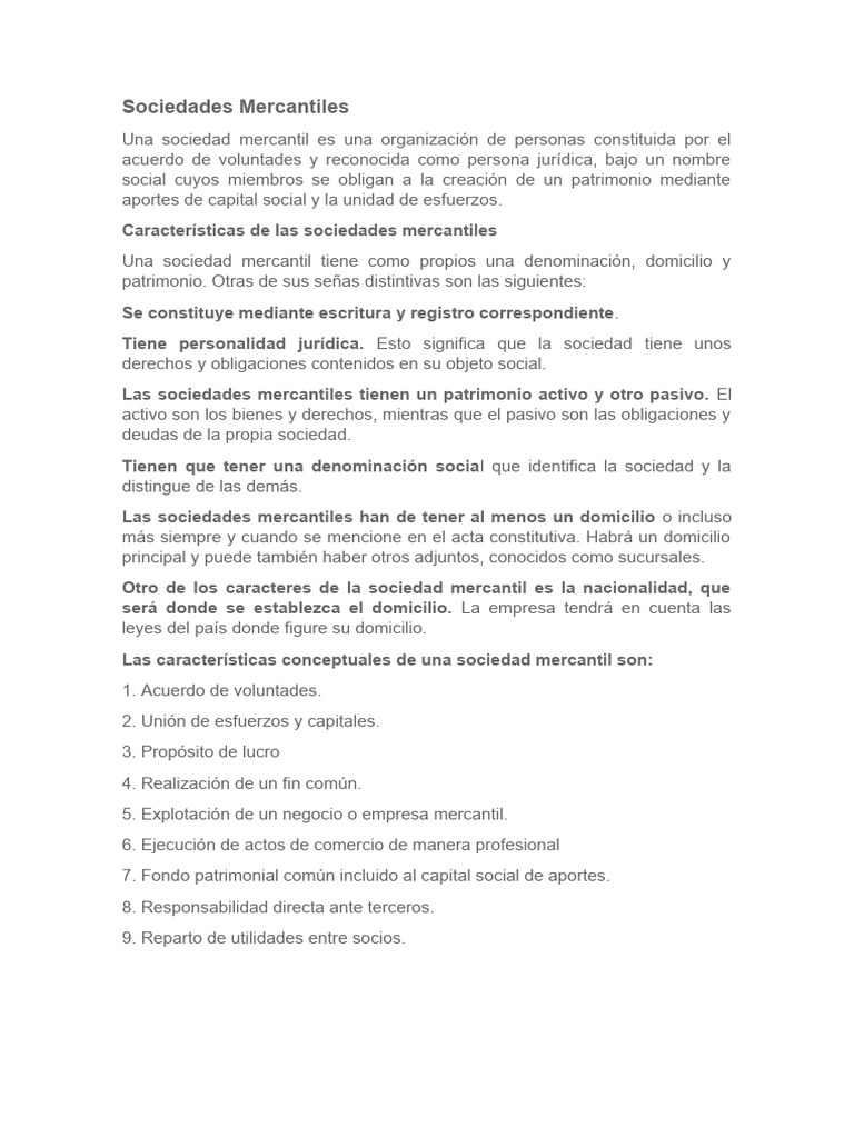 Sociedades Mercantiles | PDF | Sociedad de responsabilidad limitada | Sociedad General