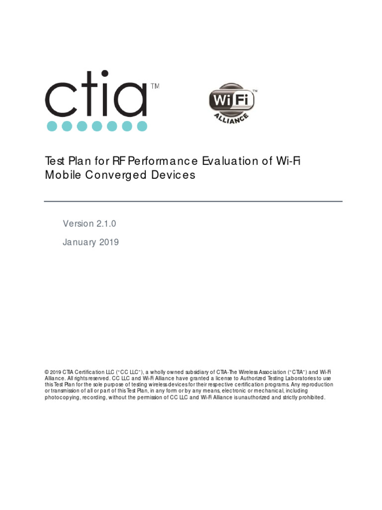 CTIA WFA Converged Wireless Device V2 1 | PDF | Ieee 802.11 | Wi Fi