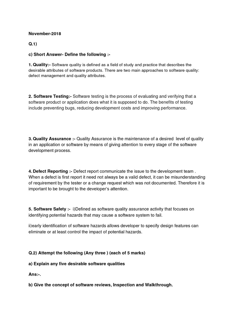 Stqa Imp Question Paper Pdf Software Testing Unit Testing