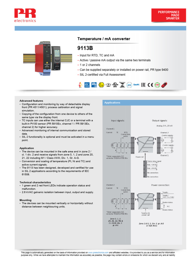 Temperature / Ma Converter | PDF | Sensor | Electrical Engineering