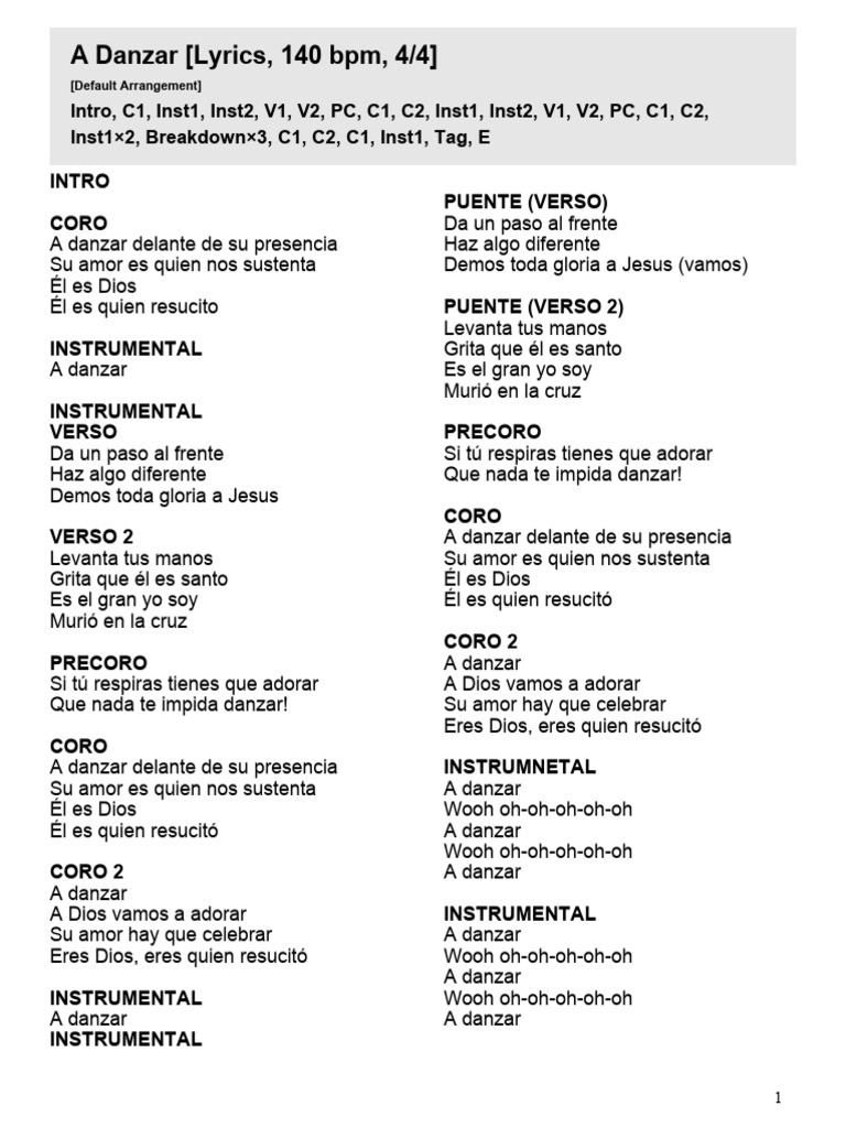 A Danzar - Lyrics | PDF | Creencia religiosa y doctrina