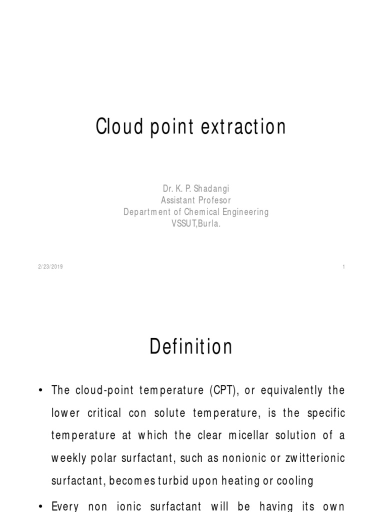 Cloud Point Extraction | PDF | Surfactant | Physical Chemistry