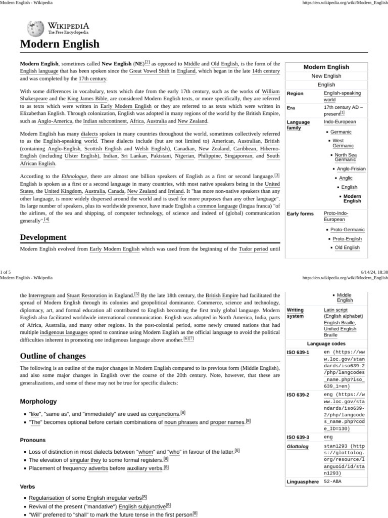 Modern English | PDF | English Language | Phonetics